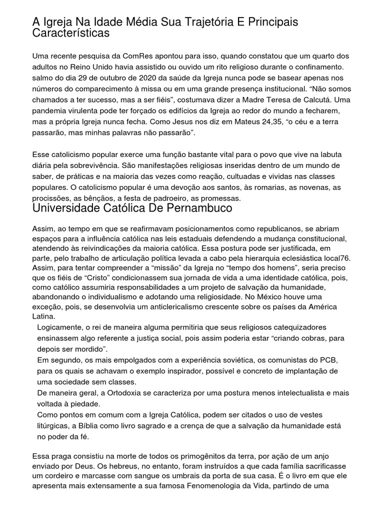 Coment?Rios Sobre O Catolicismo Popular Brasil Escolatbqpy | PDF ...