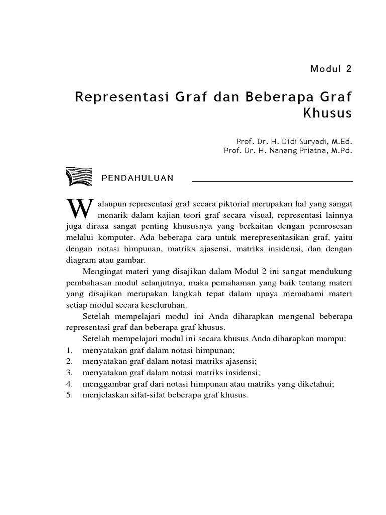 Modul 2. Representasi Graf & Beberapa Graf Khusus | PDF