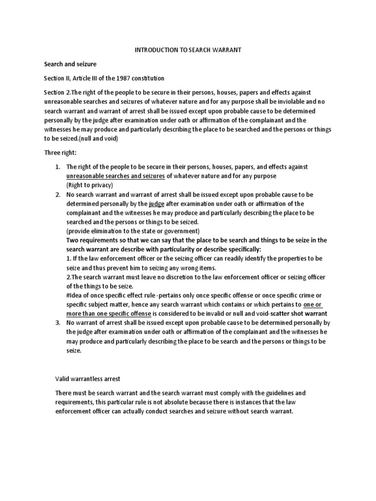 Search Warrant Guidelines & Exceptions | PDF | Search And Seizure ...