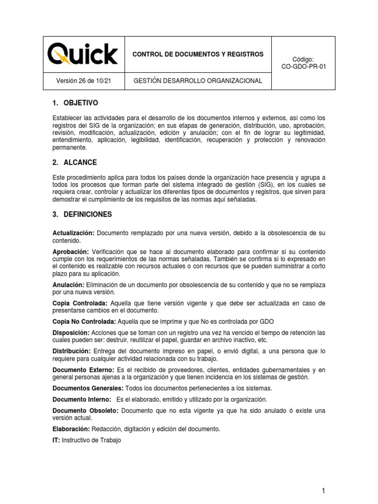 Control de Documentos y Registros | Descargar gratis PDF | Sistema de ...