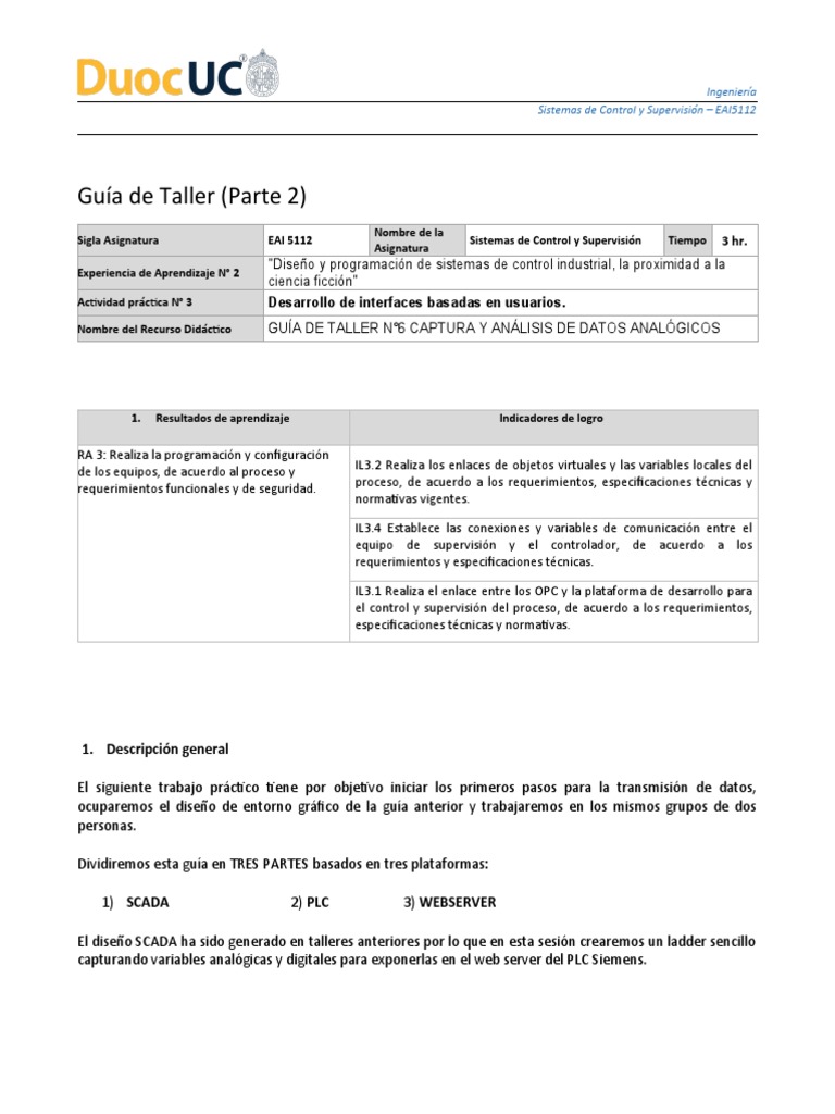 3.1.2 Guia de Taller Captura y Analisis de Datos Analogicos (Parte 2) | PDF | Scada | Informática