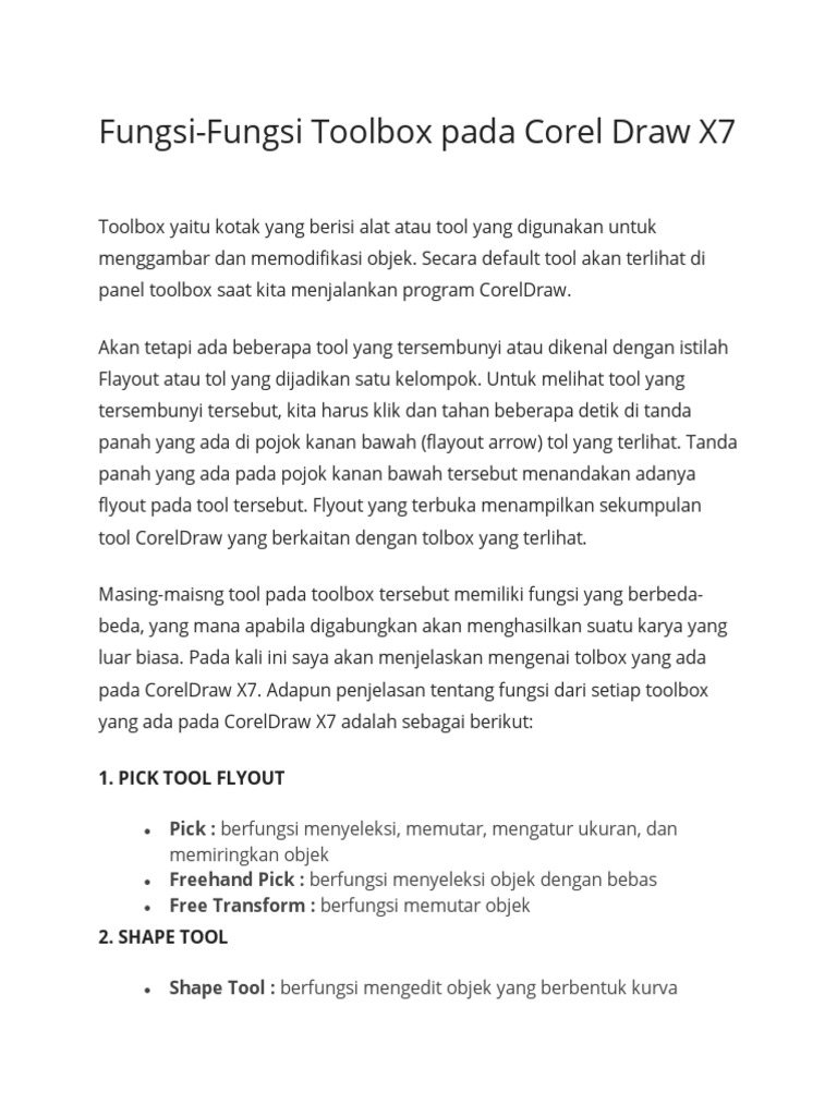 Fungsi Toolbox Pada Coreldraw | PDF