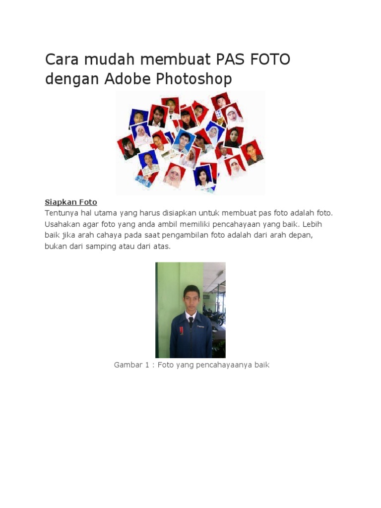 Cara Mudah Membuat PAS FOTO Dengan Adobe Photoshop | PDF