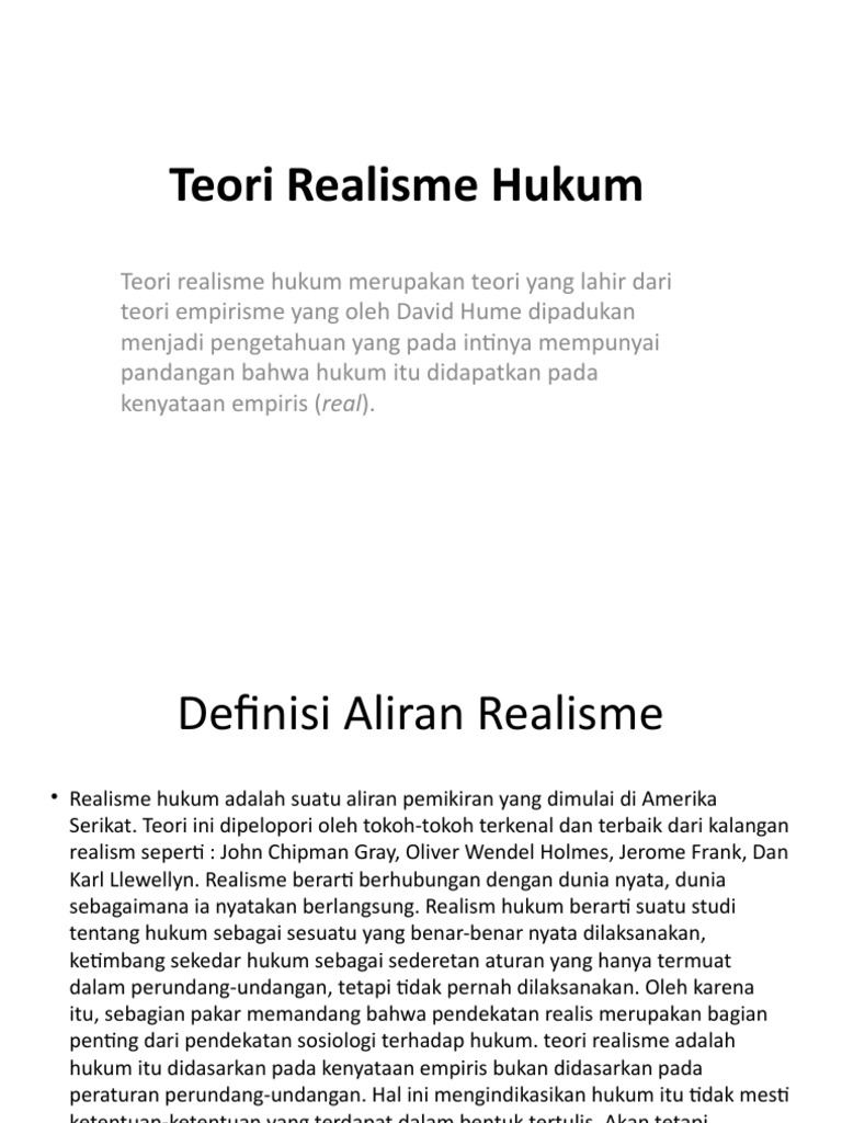 Teori dan Karakteristik Realisme Hukum | PDF | Ilmu Sosial