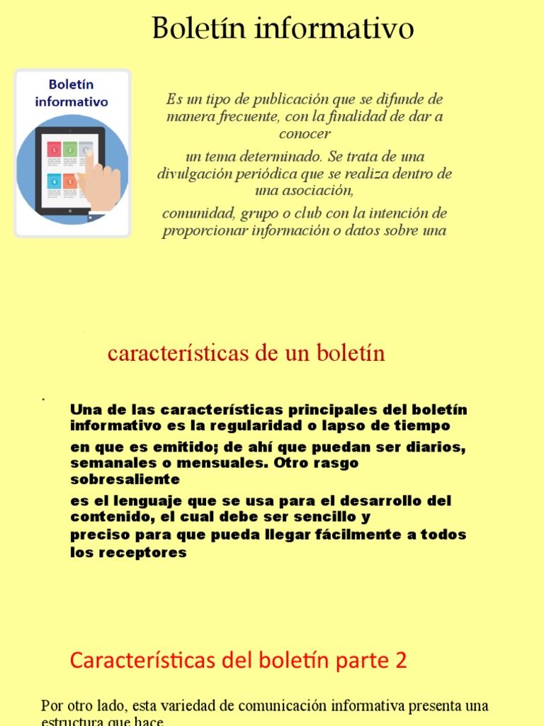 Características de un Boletín Informativo | PDF | Crecimiento personal ...