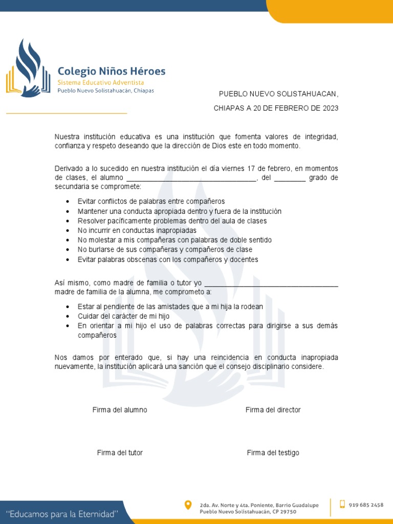 Carta Compromiso Por Conducta Inapropiada | PDF