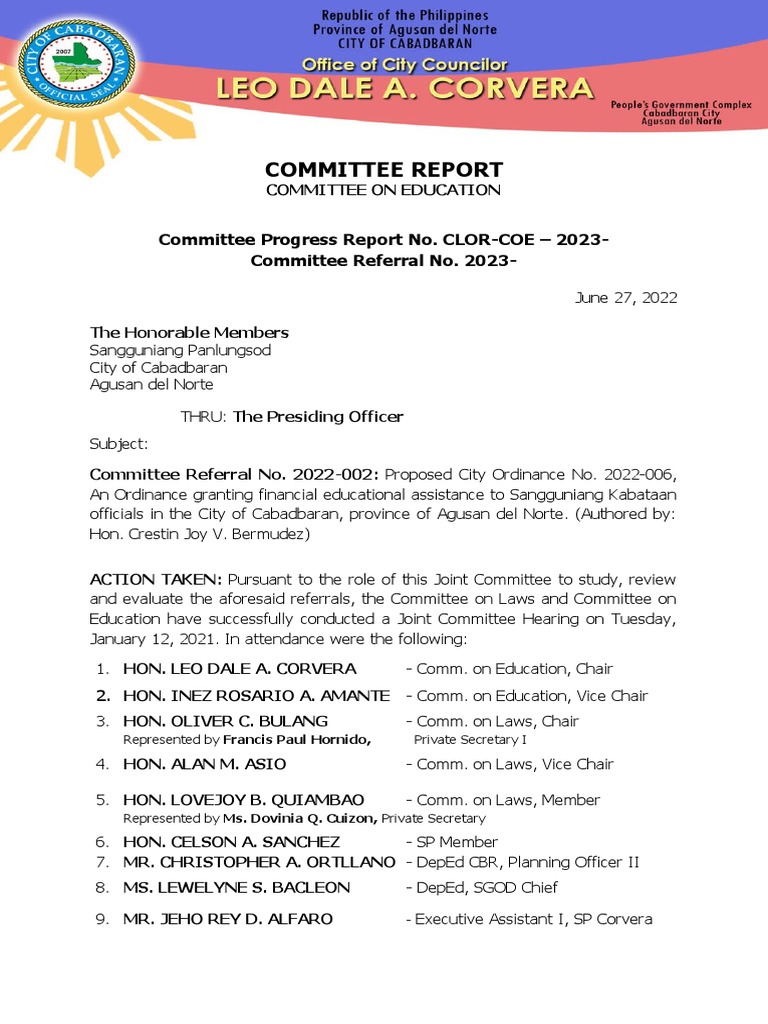 Joint Committee Report on the Proposed Conversion of Three Elementary ...