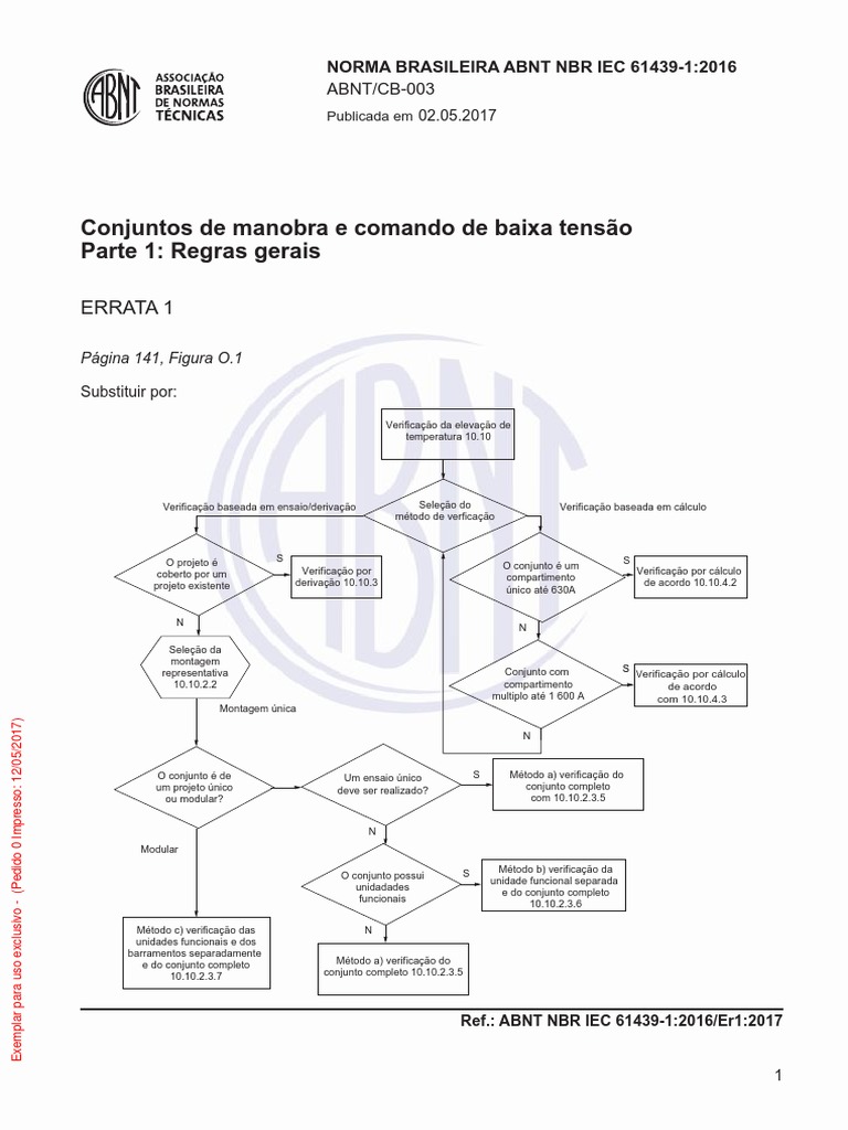 Abnt NBR Iec 61439-1 (2017) - Errata 1 | PDF