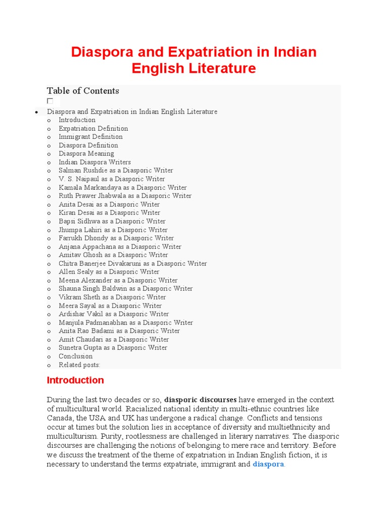 Indian Diasporic Writers Overview | PDF