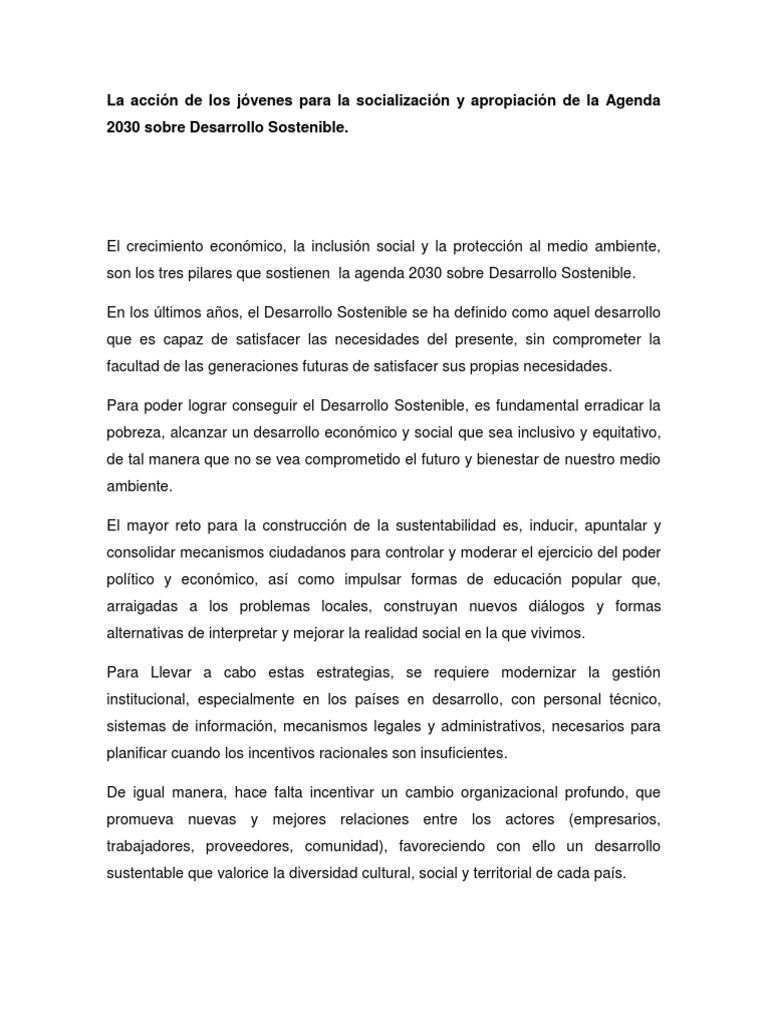 Suarez Duran Elsa Id 15 Ensayo | PDF | Sustentabilidad | Desarrollo ...