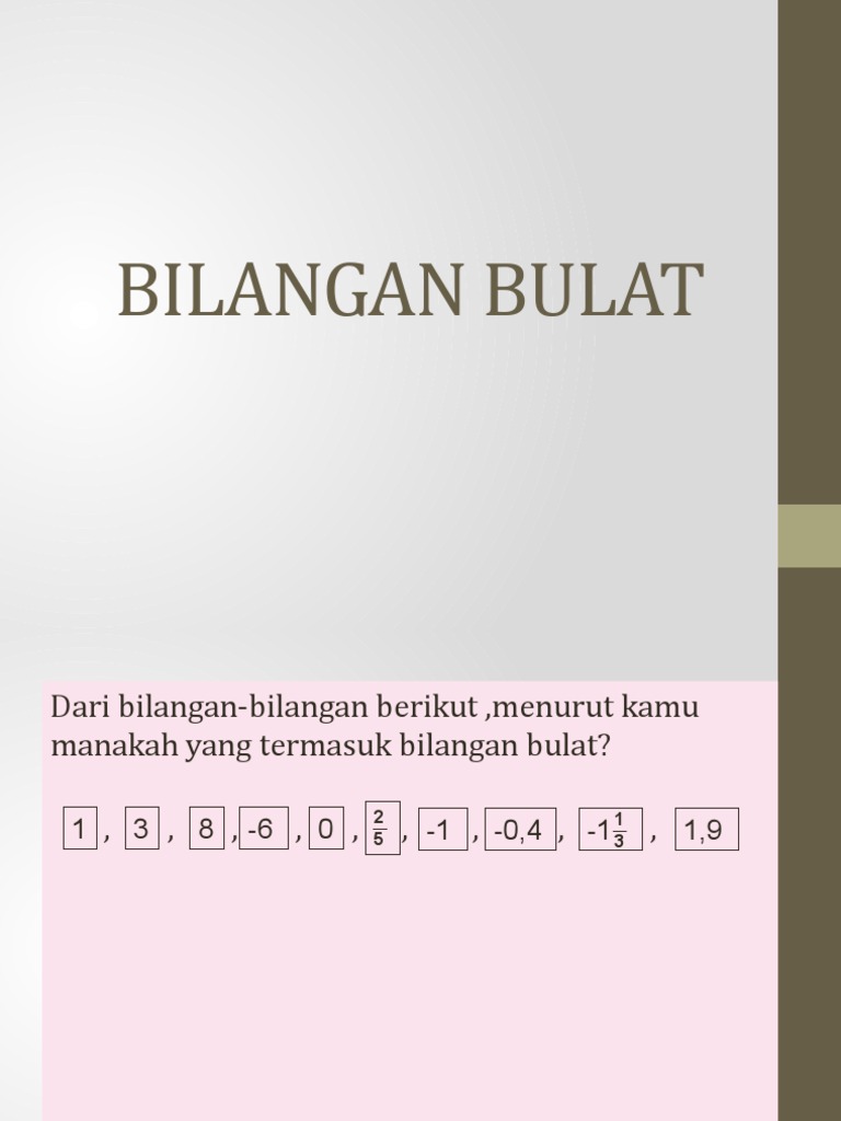 Bilangan Bulat | PDF | Metode & Bahan Ajar