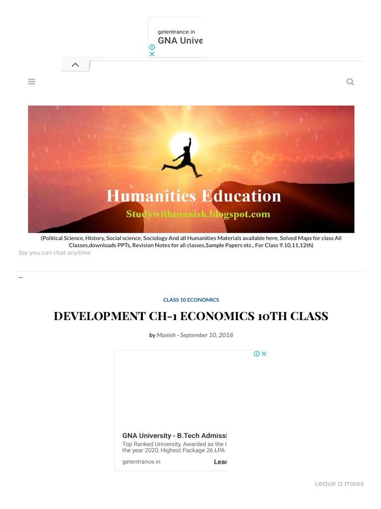 Development CH-1 Economics 10TH Class | PDF | Communication | World ...