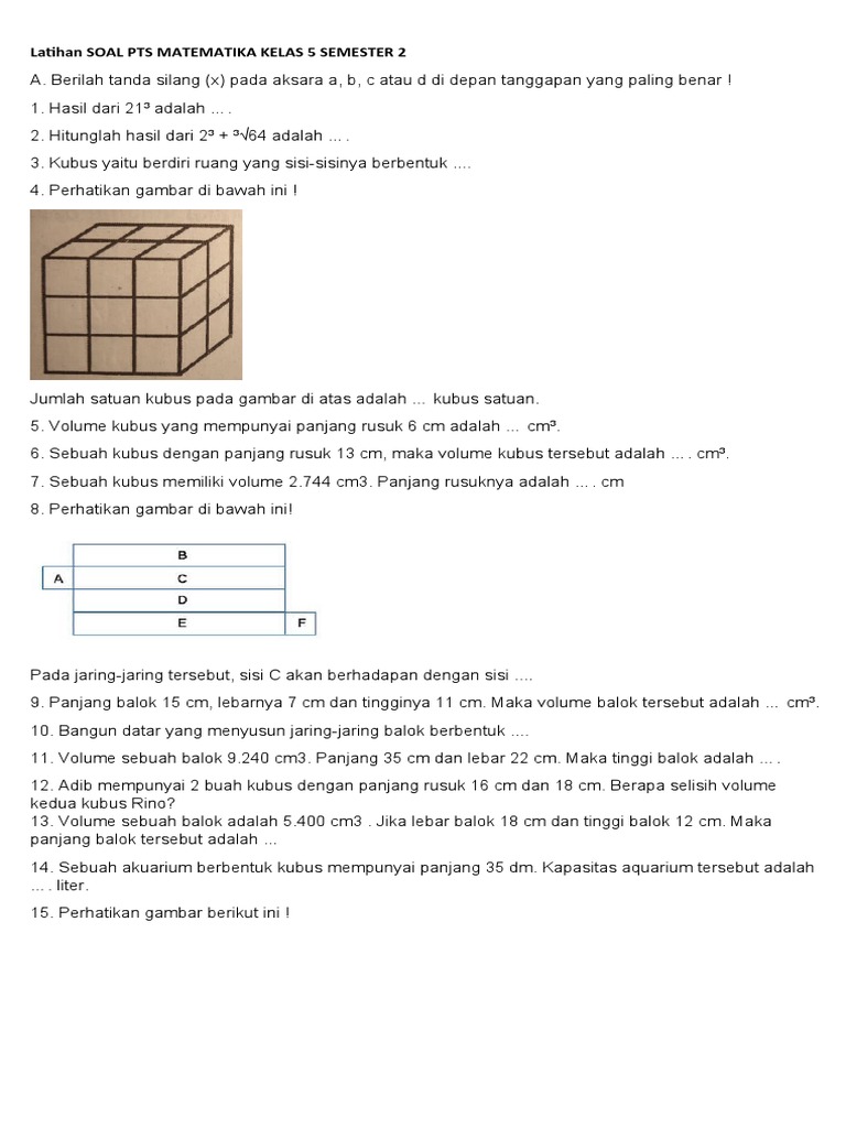 Soal PTS Matematika Kelas 5 Semester 2 | PDF