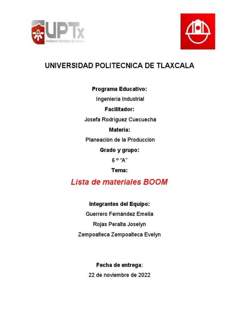 Lista de Materiales BOOM | PDF | Ingeniería