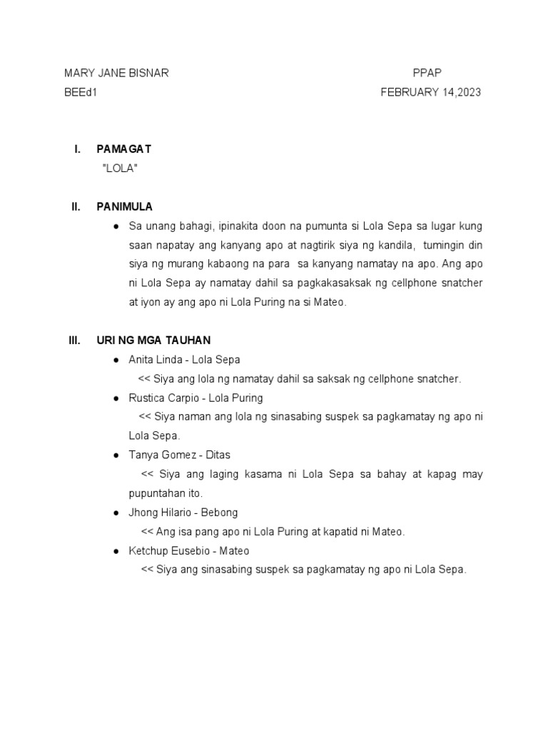 Lola Pagsusuri | PDF