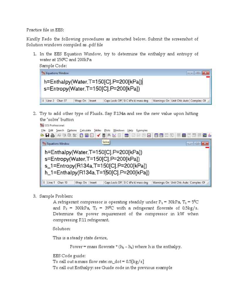 Thermodynamics EES Practice Guide | PDF | Teaching Methods & Materials | Science & Mathematics