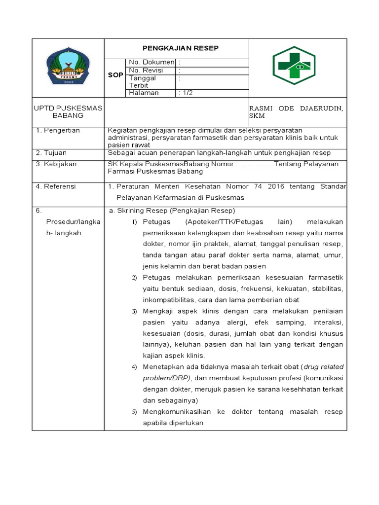 Pengkajian Resep: problem/DRP), Dan Membuat Keputusan Profesi (Komunikasi | PDF