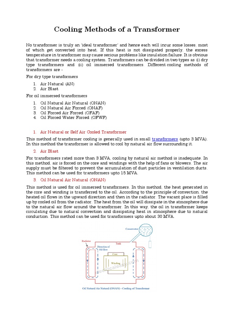 L2 - 4 - Cooling Methods of A Transformer | PDF | Transformer | Heat ...