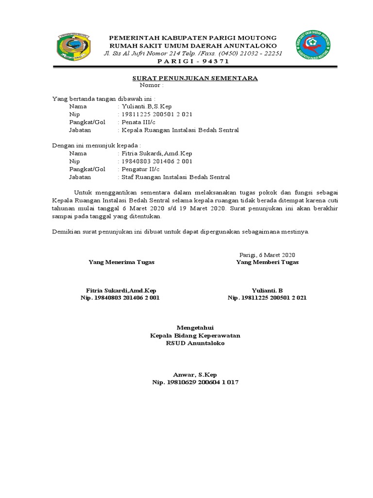 Surat Penunjukan Sementara RSUD | PDF