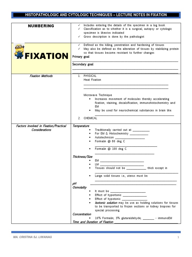 Histopath Notes in Fixation | PDF | Fixation (Histology) | Histopathology