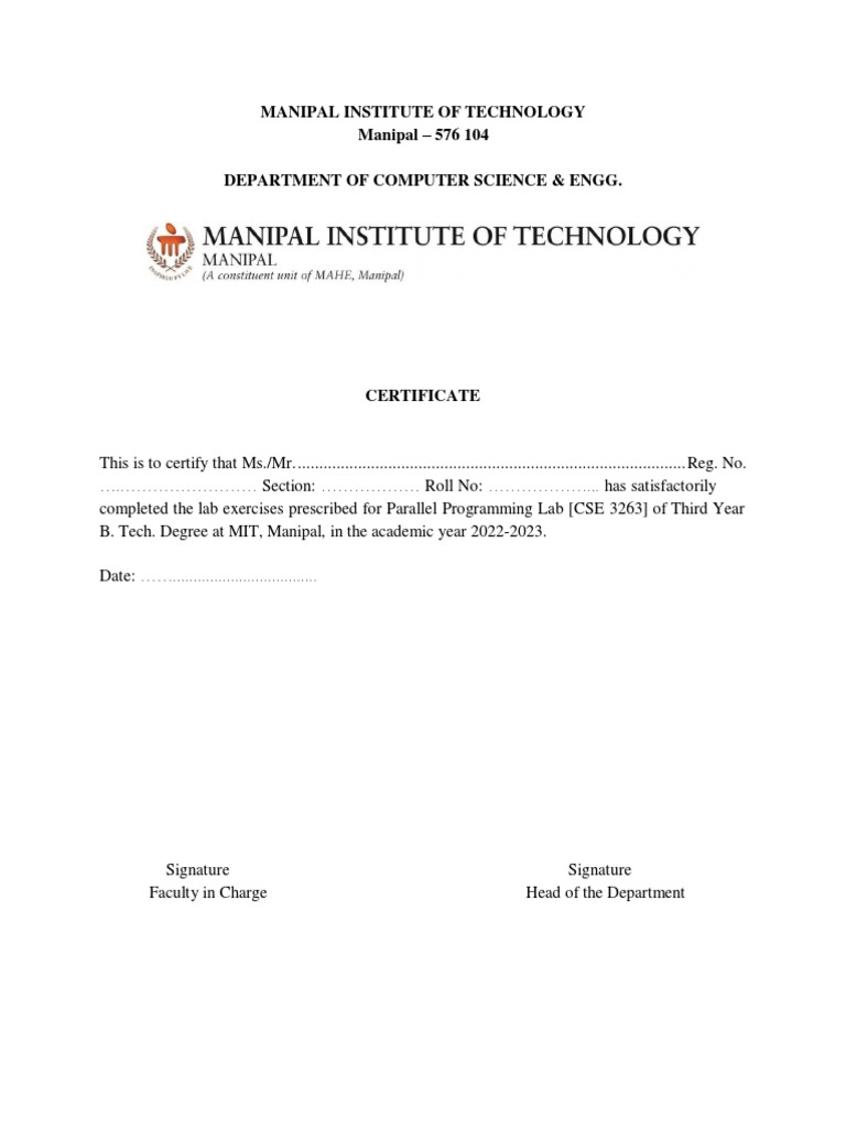 Pcap Cse 3263 Lab Manual 2023 | PDF | Message Passing Interface ...