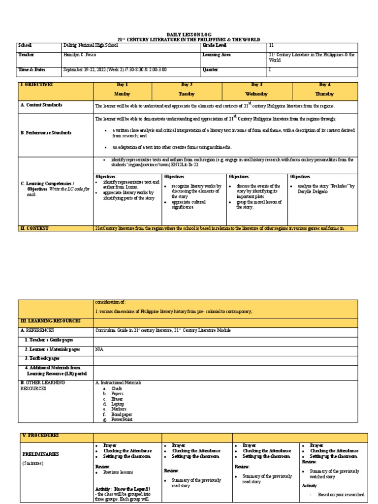 DLP 21ST Century Lit Week 2 | PDF | Learning | Teachers