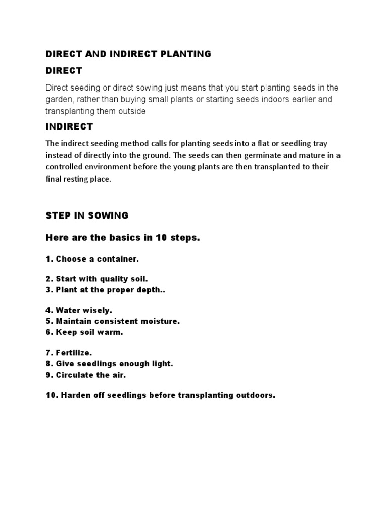 Direct and Indirect Planting | PDF