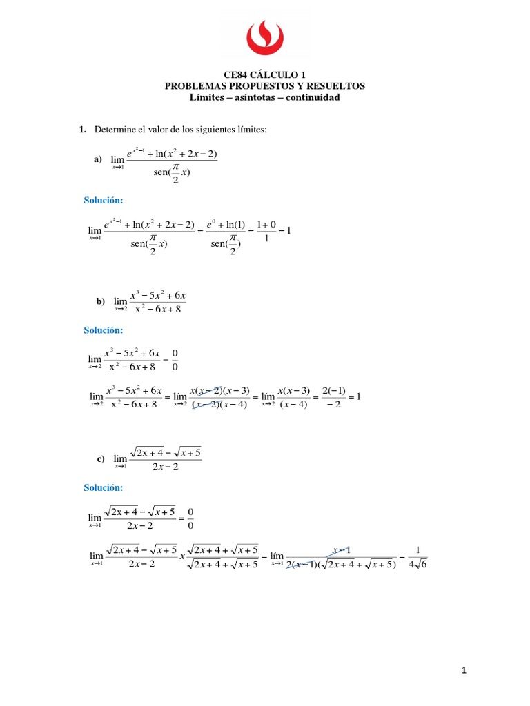 Calculo 1 Problemas Resueltos Semana 1 | PDF | Matemáticas | Análisis ...
