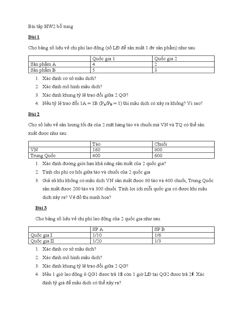 Bài Tập HW2 Bổ Sung | PDF