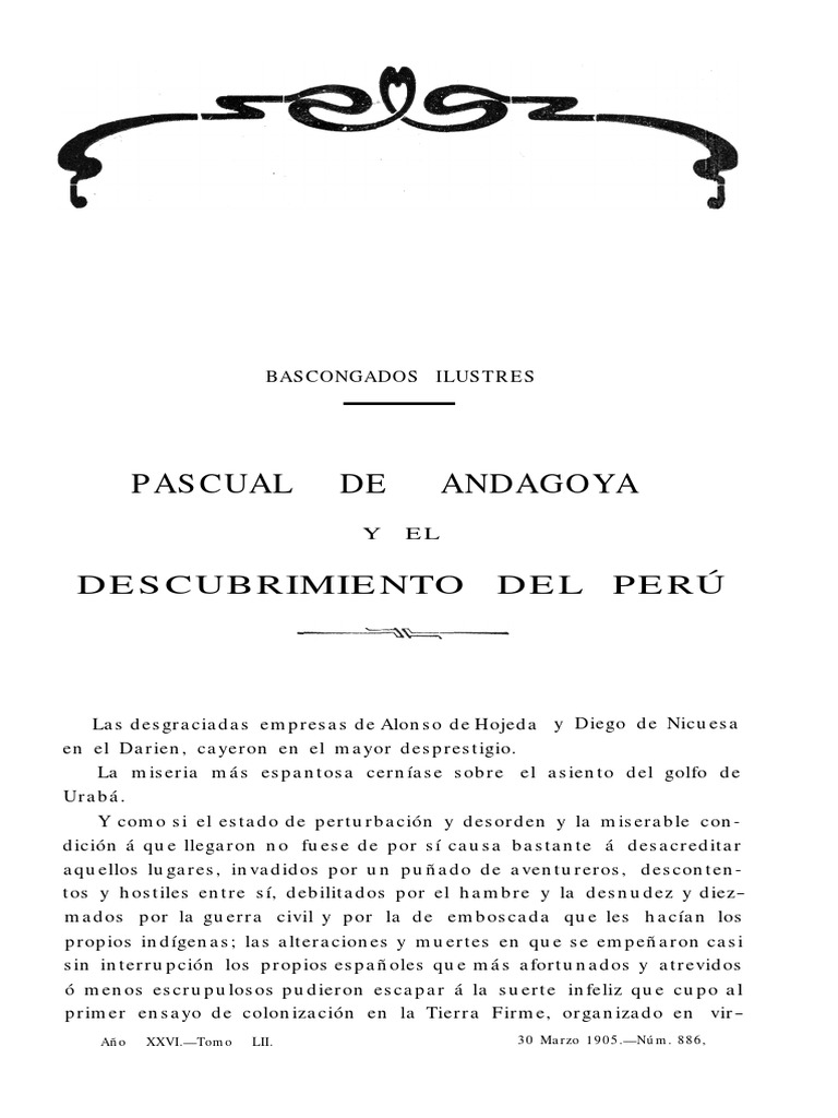 Pascual de Andagoya: Descubrimiento Del Perú | PDF | Francisco Pizarro ...