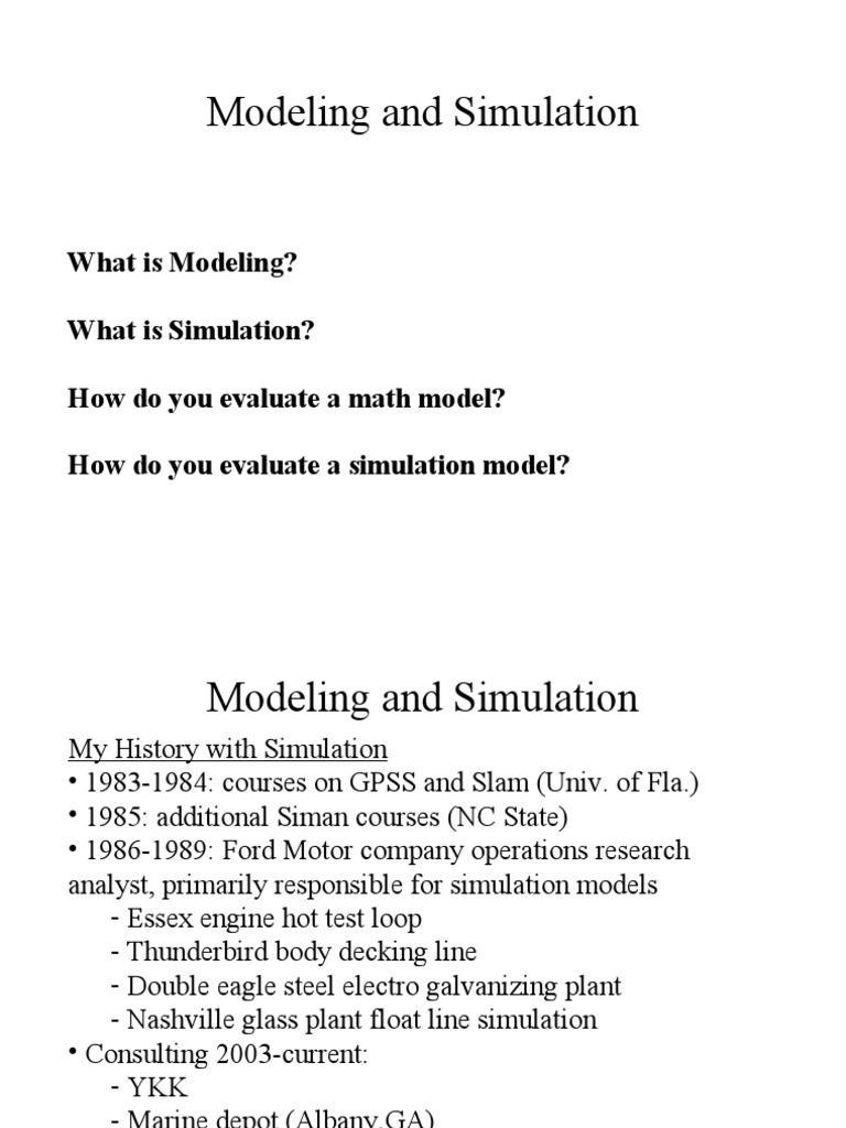 Lesson 1 Modeling And Simulation Pdf Monte Carlo Method Simulation
