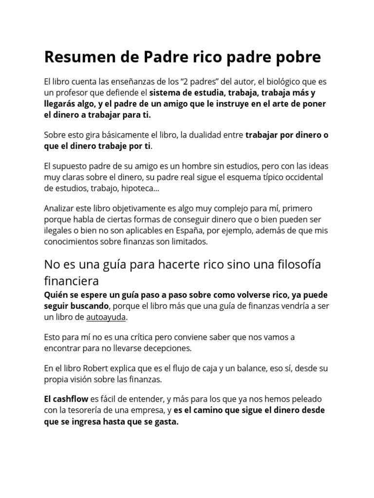 Padre Rico Padre Pobre | PDF | Impuestos | Dinero