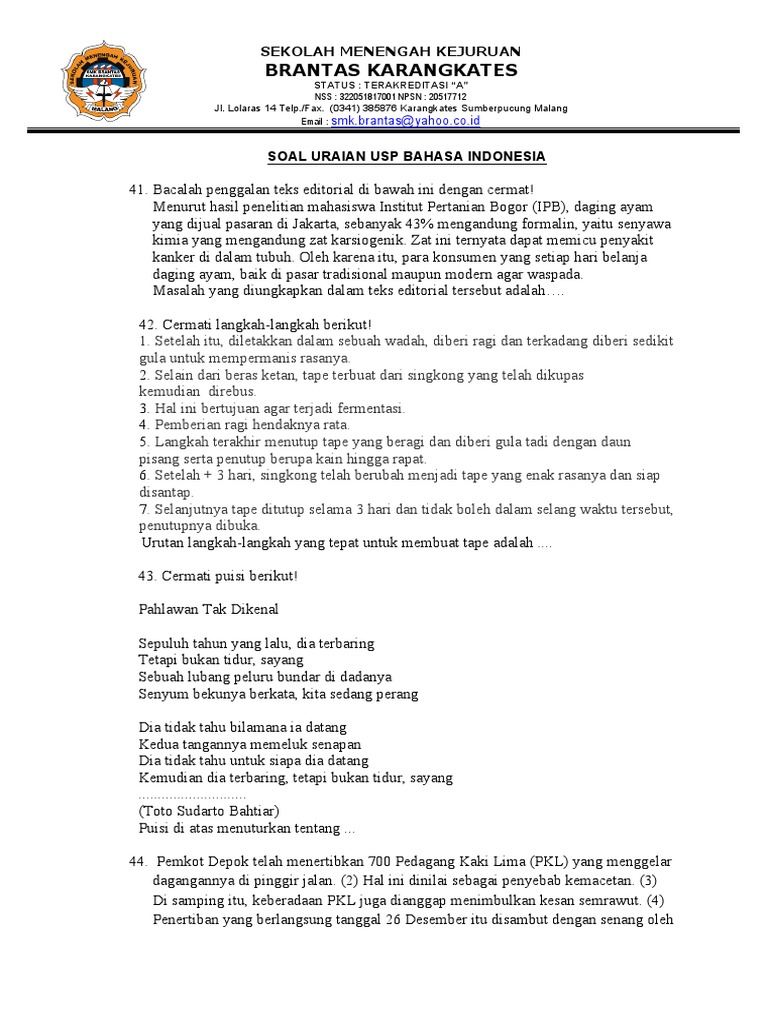 Essay USP B.Indo 21-22 | PDF