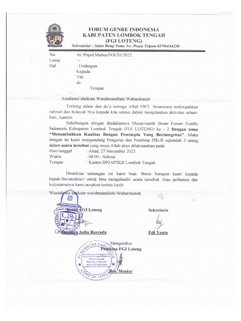 Surat Undangan Mubes | PDF