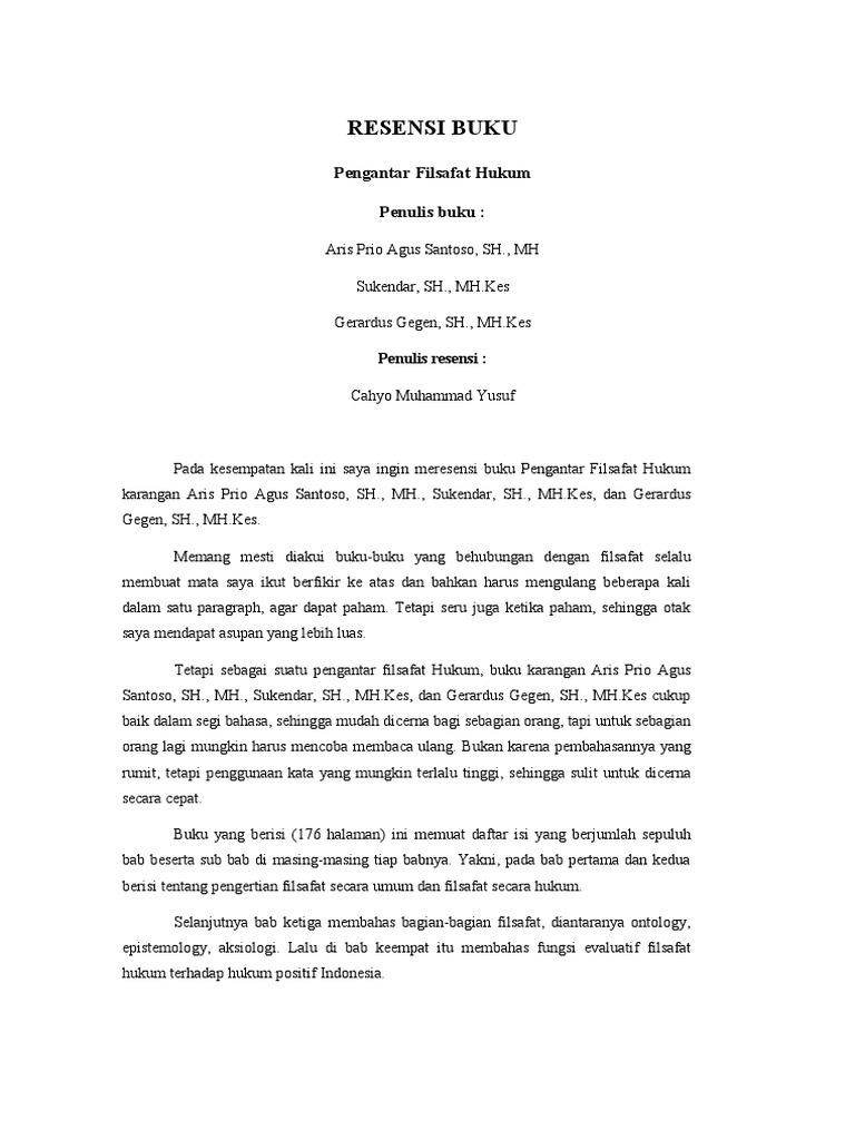 Resensi Buku Pengantar Filsafat Hukum | PDF Resensi Buku Pengantar Filsafat Hukum | PDF