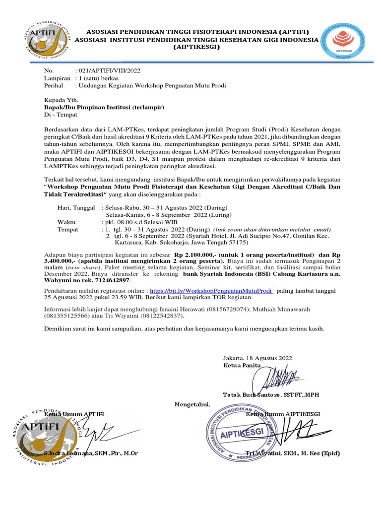 021 Undangan Penguatan Mutu Akreditasi Dan TOR1 | PDF