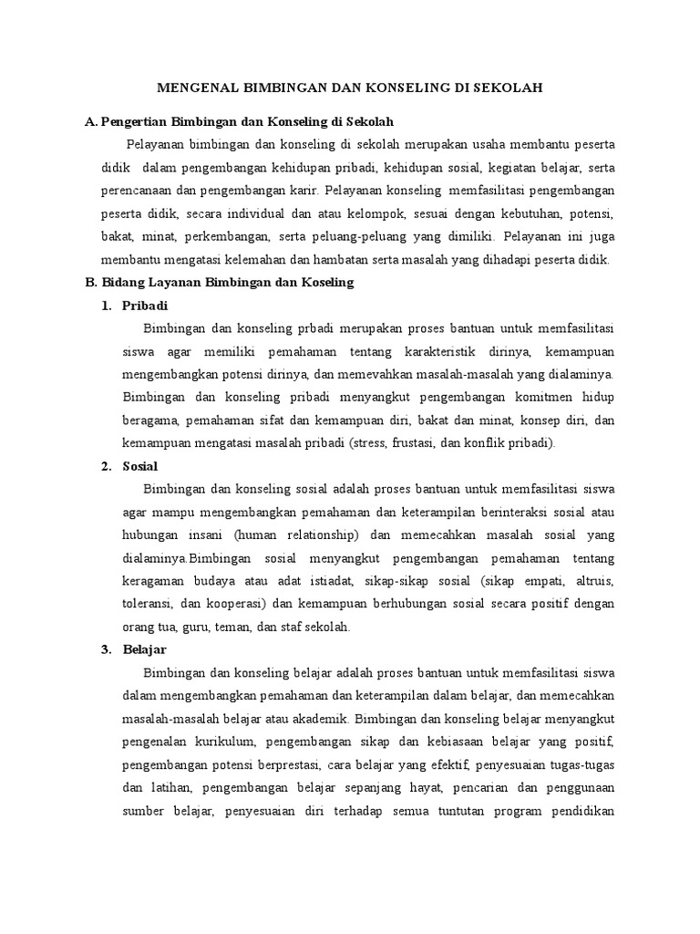 Mengenal Bimbingan Dan Konseling Di Sekolah | PDF