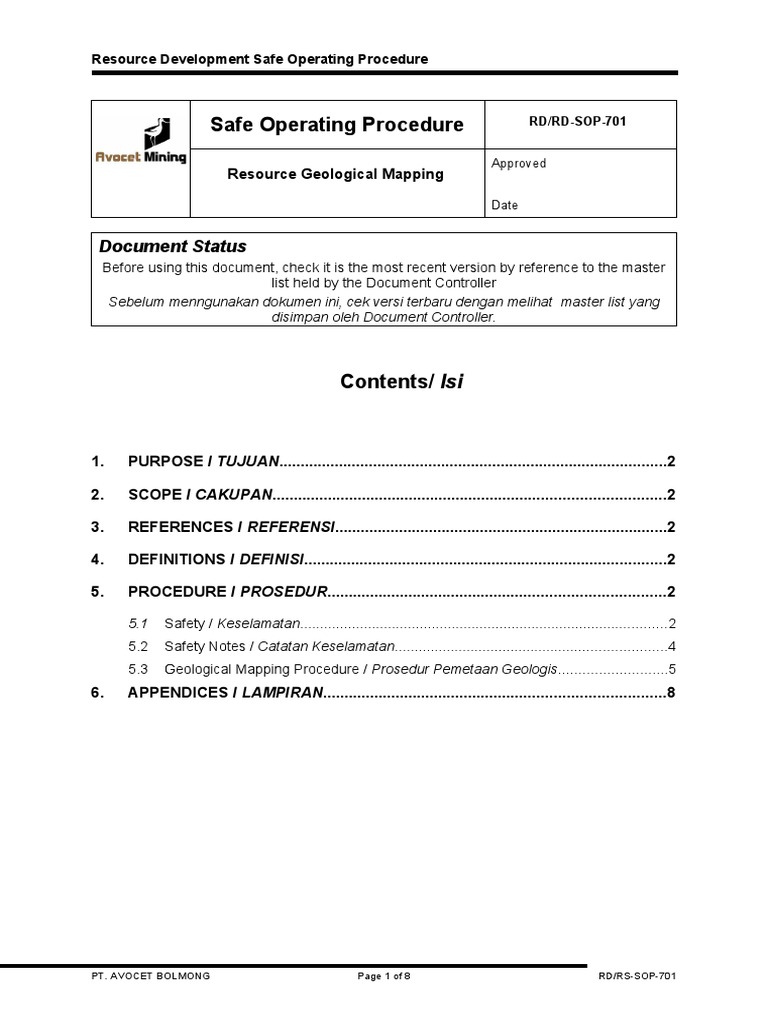 RDRD-SOP-701 Geological Mapping | PDF