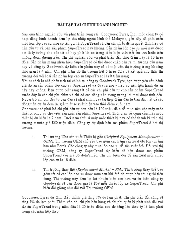 Bai Tap Tai Chinh Doanh Nghiep | PDF