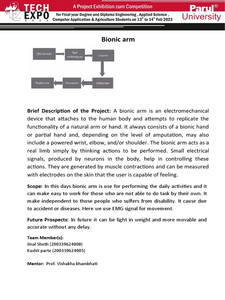 Enabling Independence Through Advanced Bionic Arm Technology | PDF