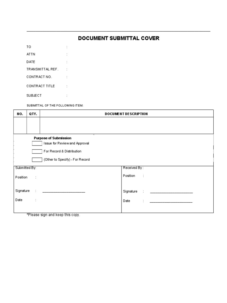 Sample Transmittal Cover | PDF