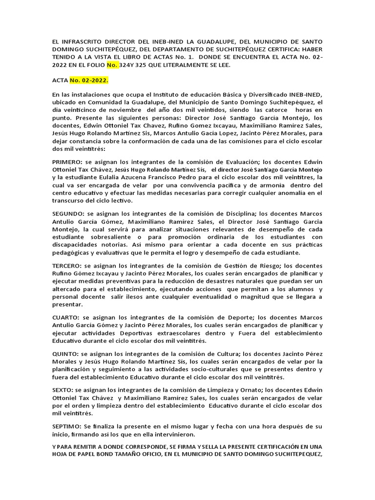 Certificacion de Comisiones 2023 | PDF