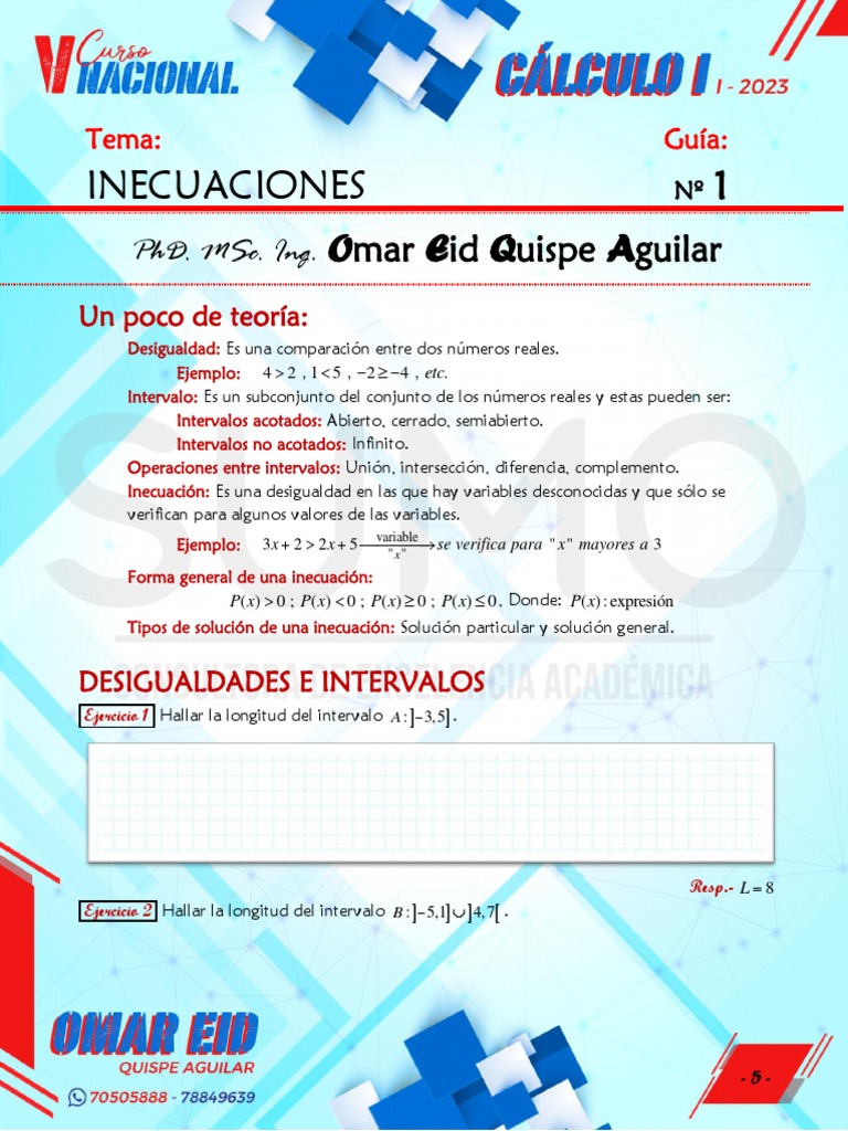 Inecuaciones Práctica 1 | PDF | Intervalo (Matemáticas) | Álgebra abstracta