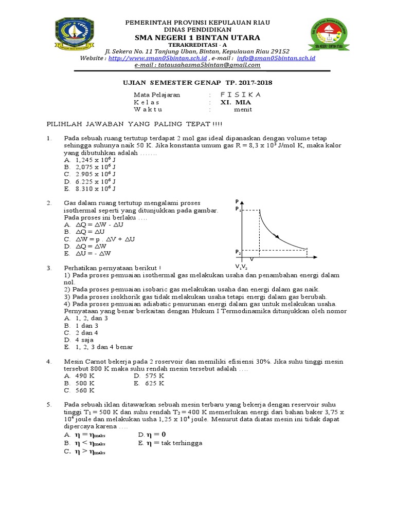 SOAL Pts Kelas 11 Termodinamika Dan Gelombang | PDF