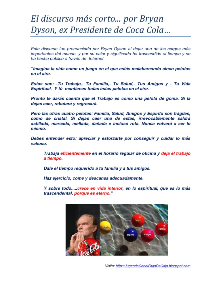Discurso de Bryan Dyson: 5 Pelotas de la Vida | PDF | Ocio | Deportes