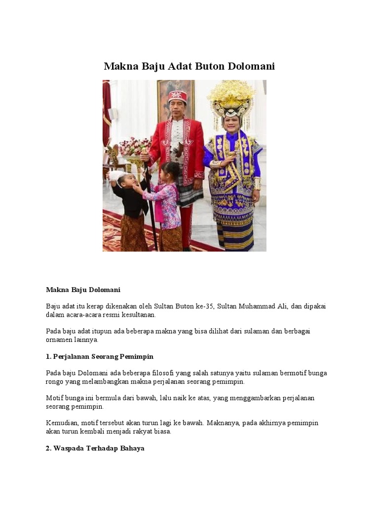 Makna Baju Adat Buton Dolomani | PDF