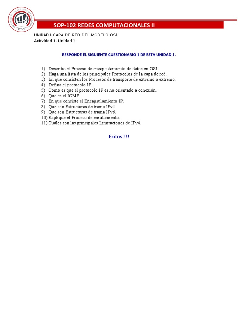 Cuestionario de Redes OSI | PDF