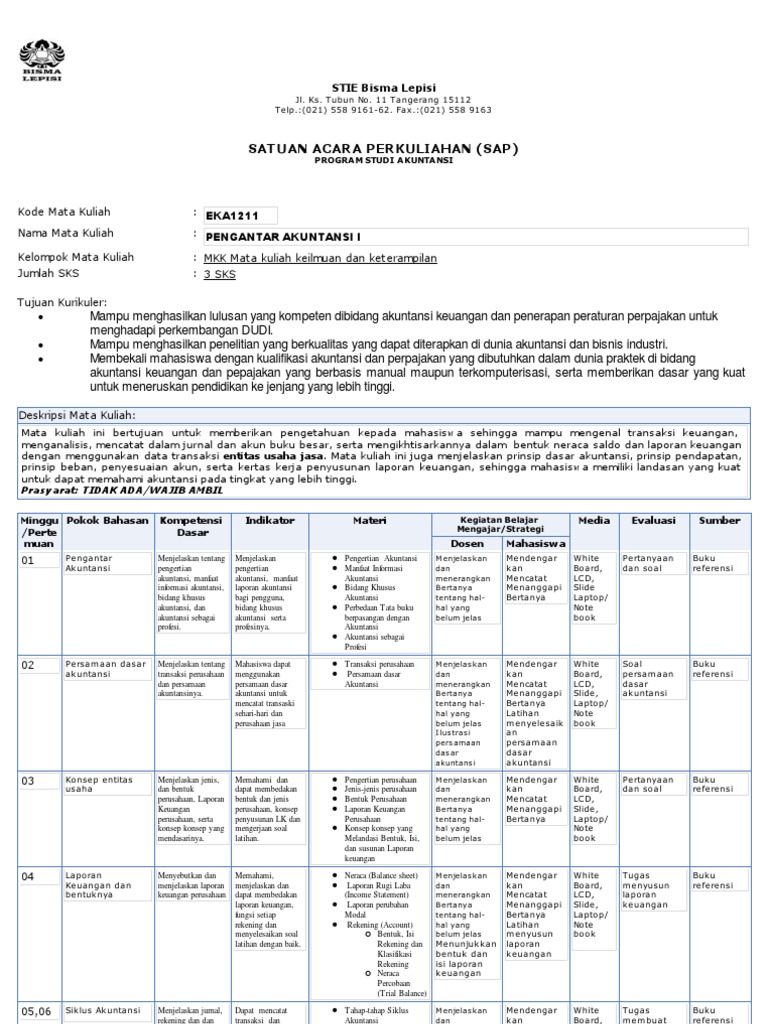 Sap Pengantar Akuntansi 1 | PDF | Karier & Perkembangan | Bisnis