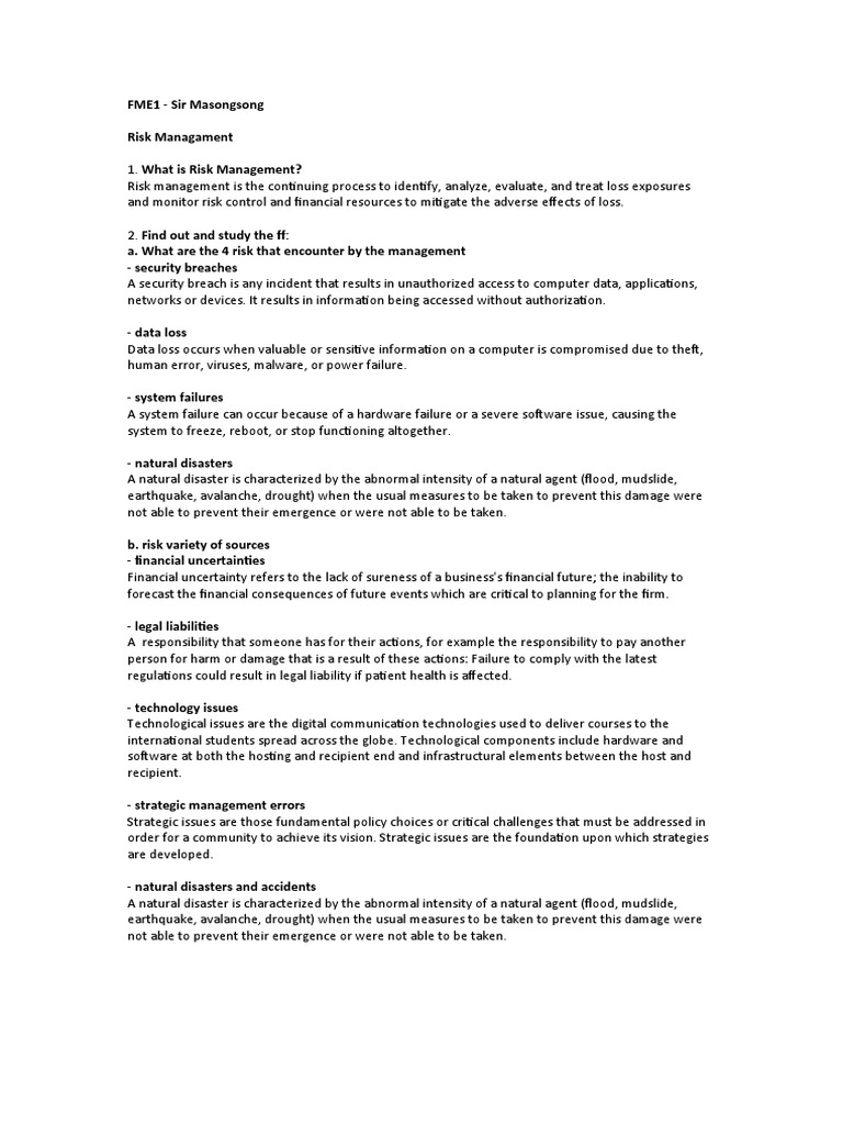 Fme1 Assignment | PDF | Risk Management | Risk