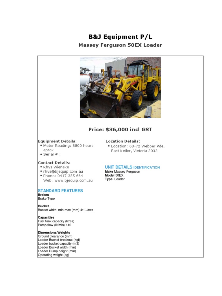 Massey Ferguson 50EX Loader (200543) | PDF
